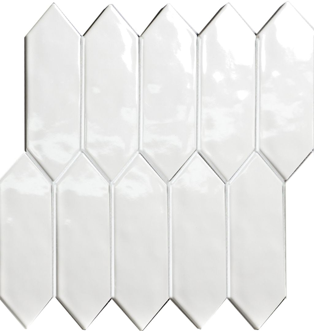 Arrow Mosaic Tiles | Rippled White Gloss Porcelain Tile – ABC Rosebery ...